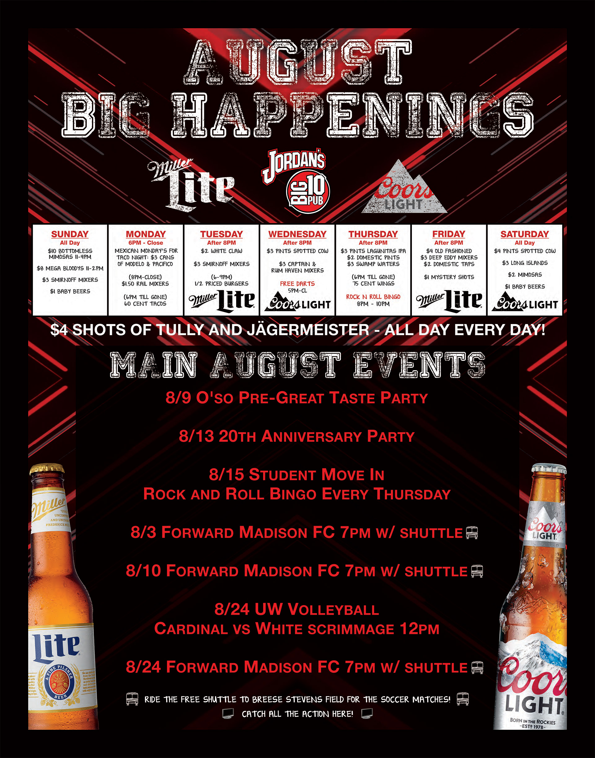 Events – Jordan's Big 10 Pub – Madison, WI